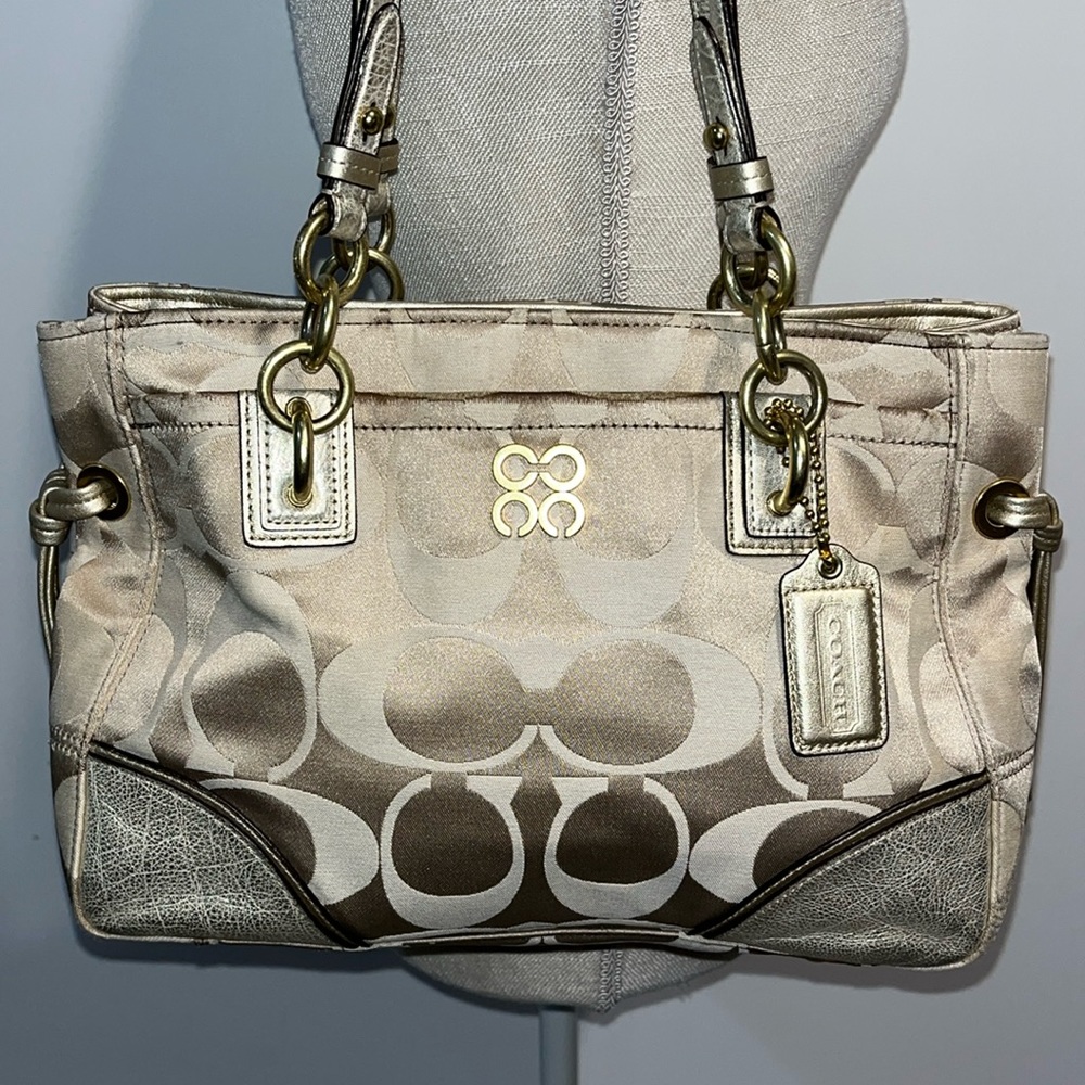 Coach Colette Signature Monogram Carryall Satchel - Gem